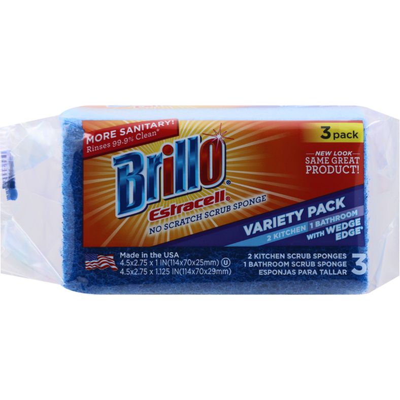 Buy Brillo Scrub Sponge, No Scratch, Variety Pack, 3 Pack Online - StoresGo