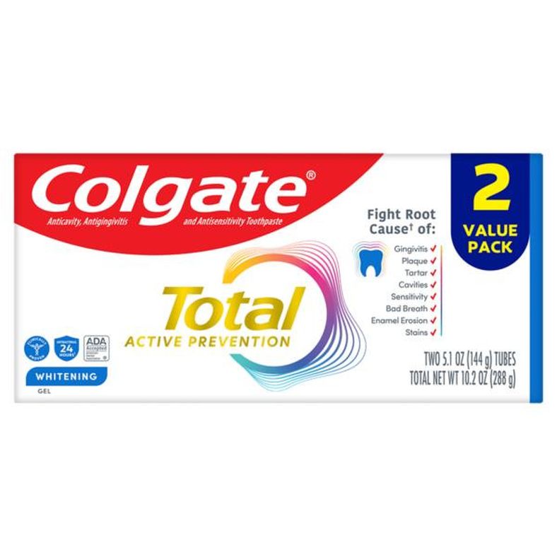 Buy Colgate Total Active Prevention Whitening Gel Toothpaste Double ...