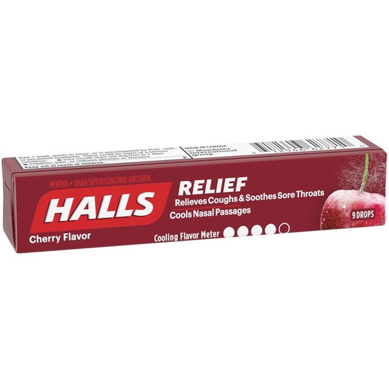 Buy Halls Relief Cherry Cough Suppressant Oral Anesthetic Menthol Drops ...