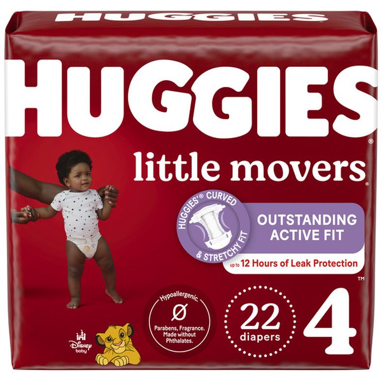 Huggies Little Movers Baby Diapers, Size 4 (22-37 lbs) - Sto
