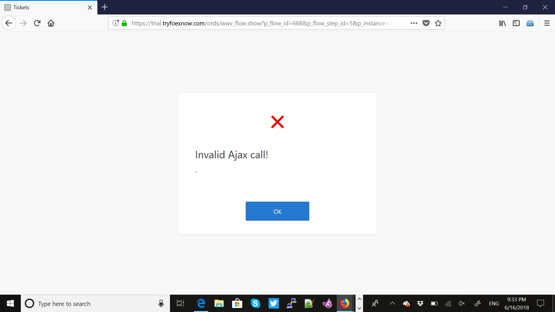 Invalid Ajax Call - Oracle Forums