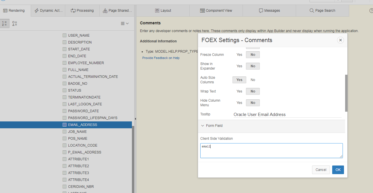 grid foex config client side validation using email wont let me save if blank - Oracle Forums