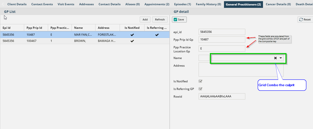 Grid Combo pushes fields back when it should not - Oracle Forums